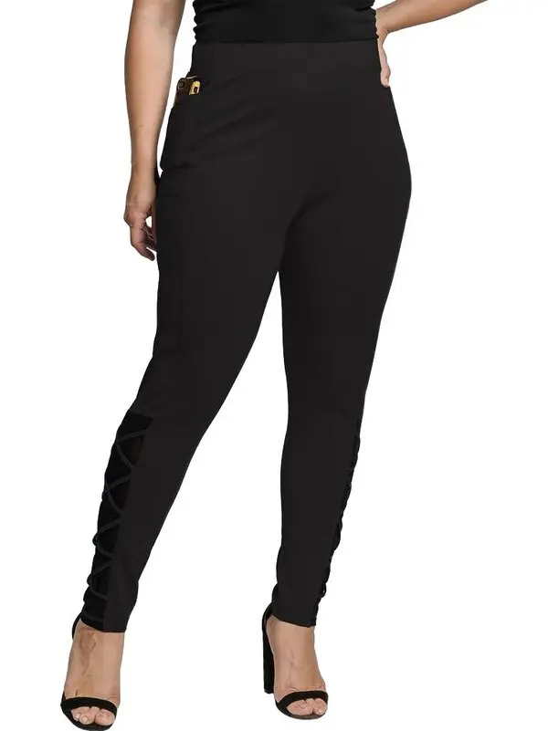 STANDARDS & PRACTICES Interlaced Mesh Detail Leggings - Black
