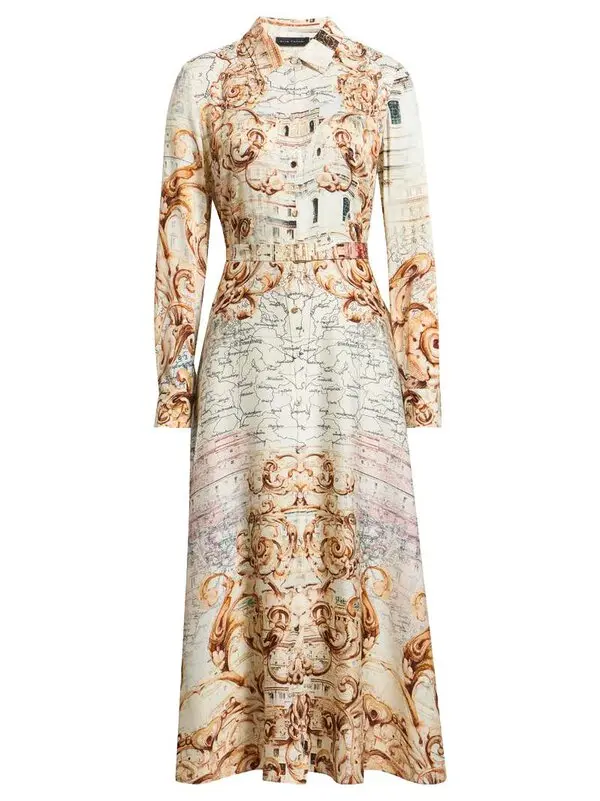 Elie Tahari Seraphine Belted Maxi Shirtdress - Dream Map