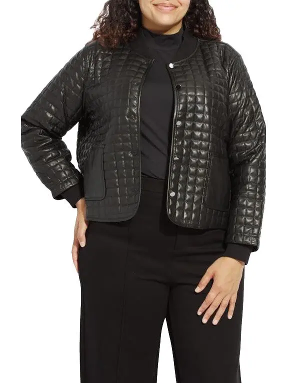 Lyssé Agnes Quilted Faux Leather Cropped Jacket - Black