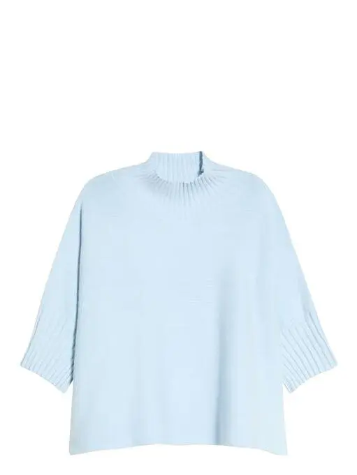 RAIN AND ROSE Fine-gauge Cropped Turtleneck Sweater - Blue