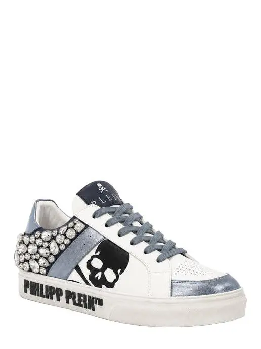 Philipp Plein Embellished Skull Low-top Sneakers - Lightblue/darkblue