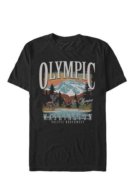 LOST GODS Olympic Deer Short Sleeve Graphic T-shirt - Black
