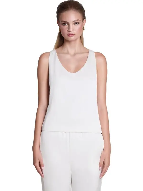 LEAU Suri Satin Racerback Top - White