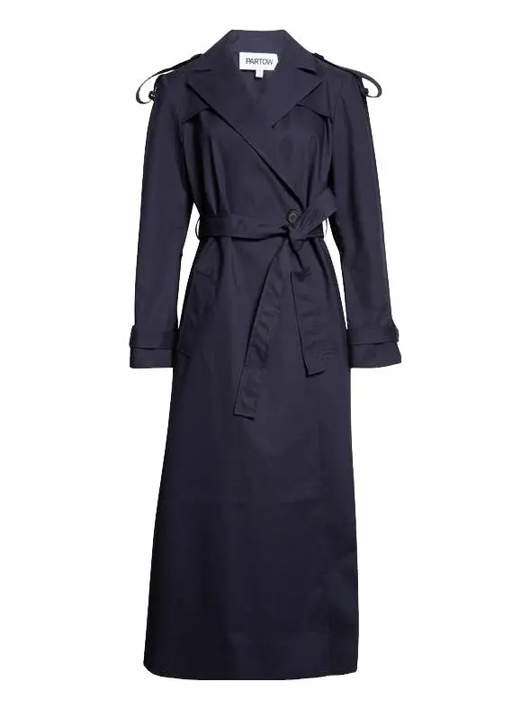 Partow Annie Bonded Cotton Trench Coat - Navy