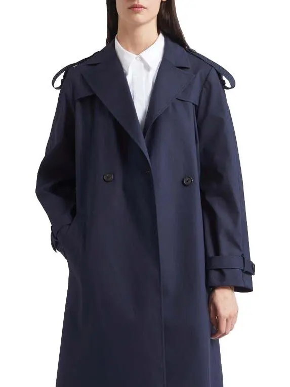 Partow Annie Bonded Cotton Trench Coat - Navy