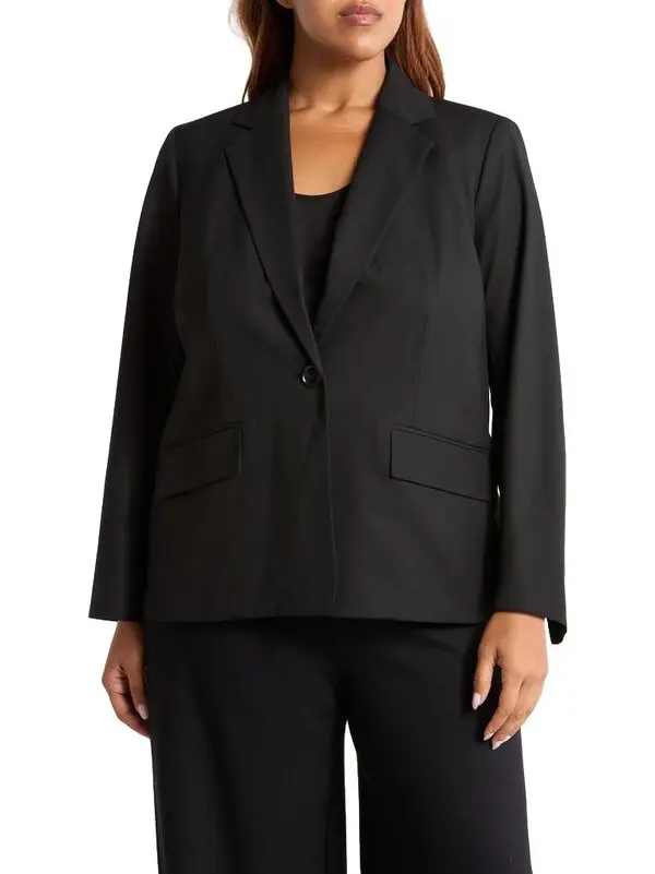 KASPER Tailored One-button Blazer With Notched Lapel - Black