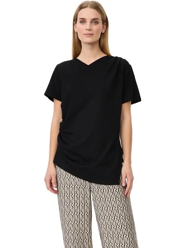 MASAI COPENHAGEN V-neck Draped T-shirt - Black