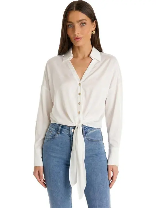 THE NOLI SHOP Cecilia Silk Tie-front Blouse - White