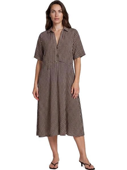 MASAI COPENHAGEN Manaterinna Draped Printed Shirt Midi Dress - Black