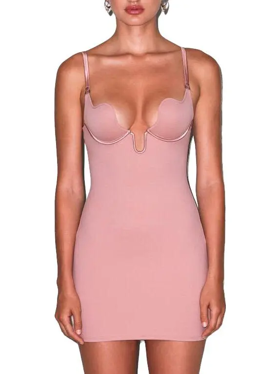 FLEUR DU MAL U-plunge Mini Slip Dress - Tan
