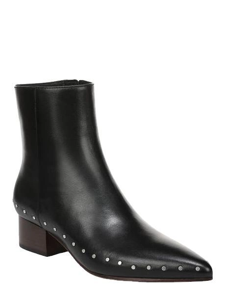 Vince August Pointed Toe Ankle Boot With Stud Detailing - Black