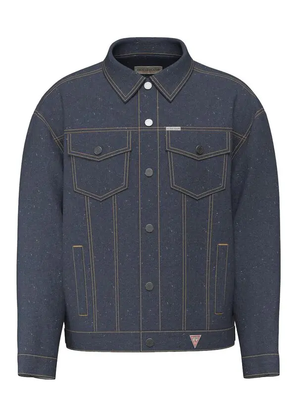 Guess Oversize Trucker Jacket With Textured Flecked Denim - Gcs3-light