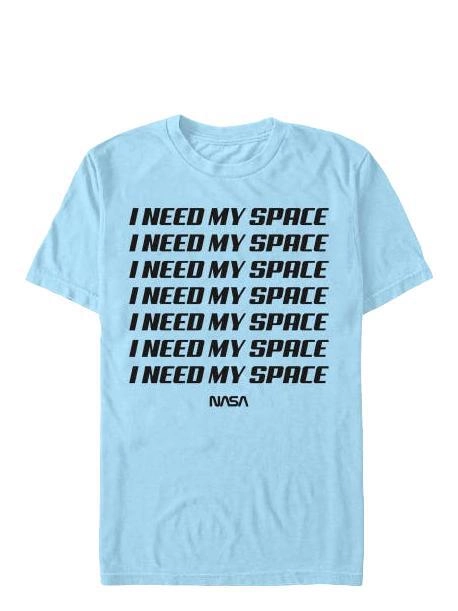 NASA I Need My Space Logo Short Sleeve Graphic T-shirt - Light Blue