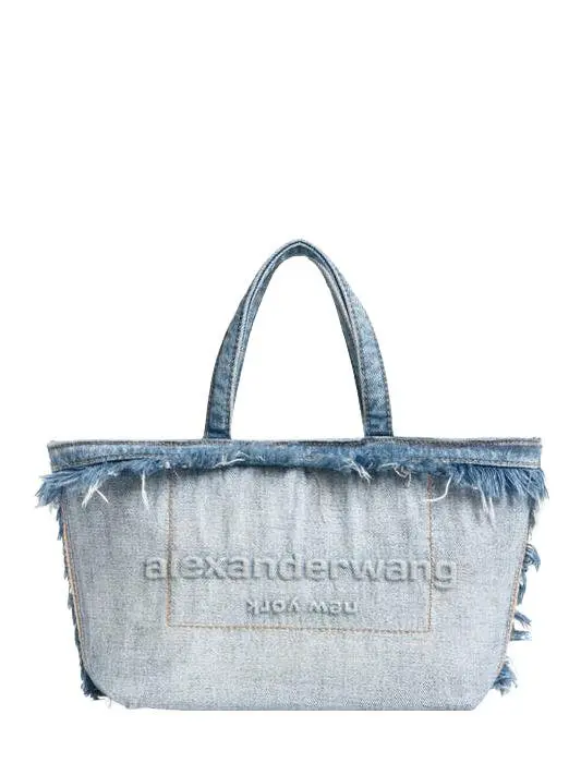 Alexander Wang Small Frayed Denim Tote - Bleach Blue
