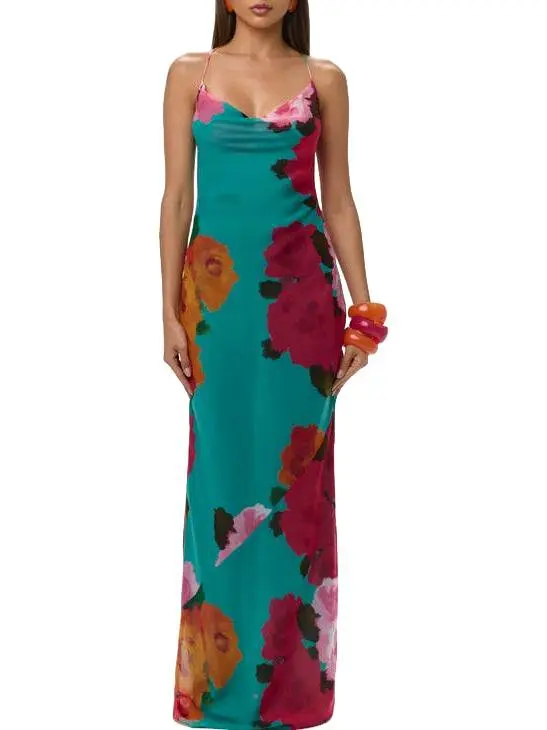 Naked Wardrobe Floral Chiffon Slipdress - Flora Spritz