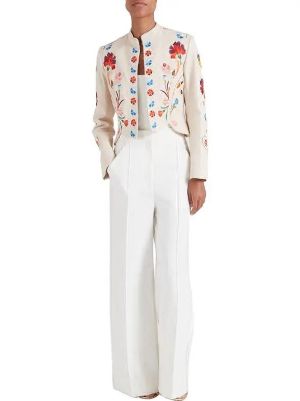 TEMPERLEY LONDON Toledo Embroidered Leather Jacket - Ivory