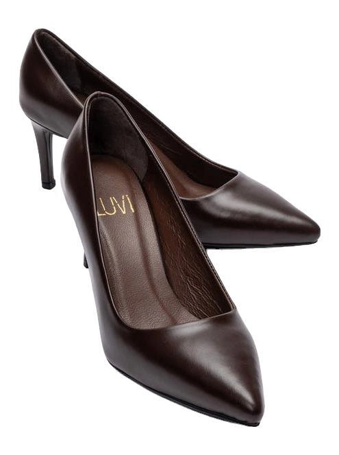 FOREVER & ALWAYS SHOES Clyde Leather Stiletto Pumps - Brown