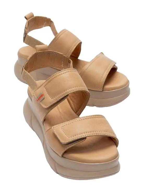 FOREVER & ALWAYS SHOES Heleste Leather Platform Sandal - Beige