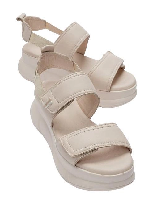 FOREVER & ALWAYS SHOES Heleste Leather Platform Sandal - Cream