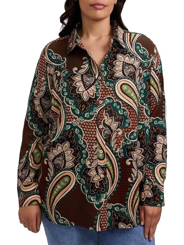 Foxcroft Meghan Paisley Print Button-up Shirt - Red/multi