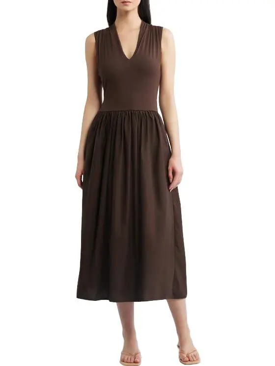 Rails Winnie Mixed Media Midi Dress - Espresso