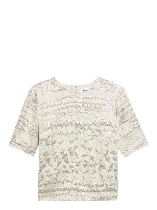 Partow Dina Textured Silk Blend Top - Silver