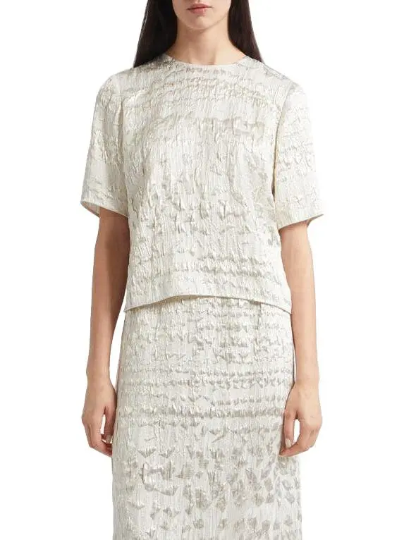 Partow Dina Textured Silk Blend Top - Silver