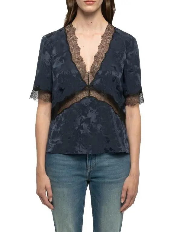 Zadig&Voltaire Tedoxa Silk Jacquard Top - Encre