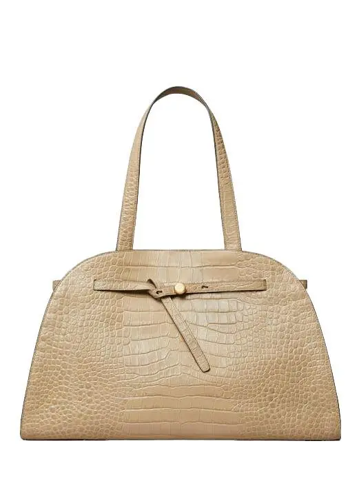 Tory Burch Romy Croc Embossed Leather Bauletto Bag - Ginger Leaf