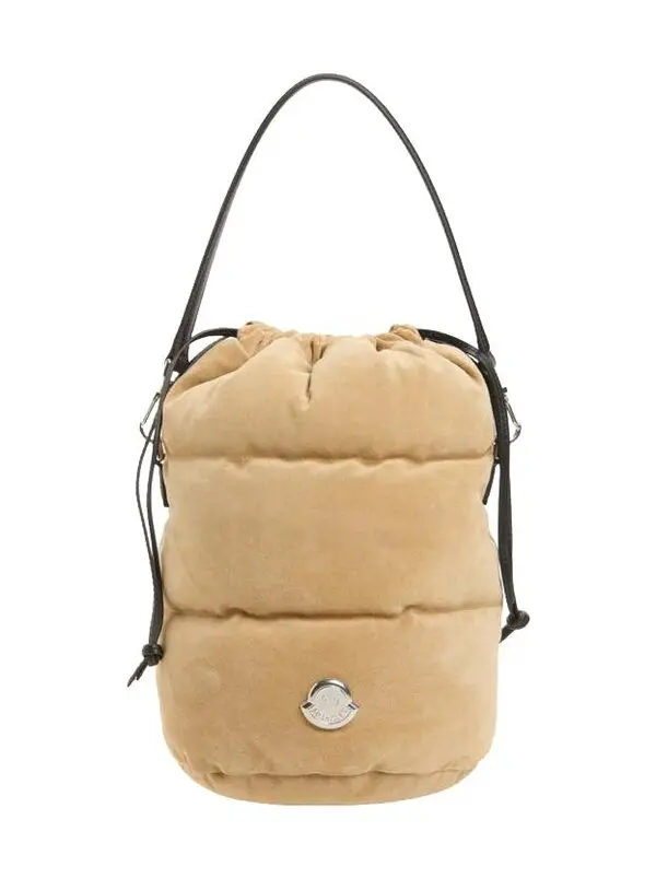 Moncler Caradoc Quilted Suede Bucket Bag - Beige