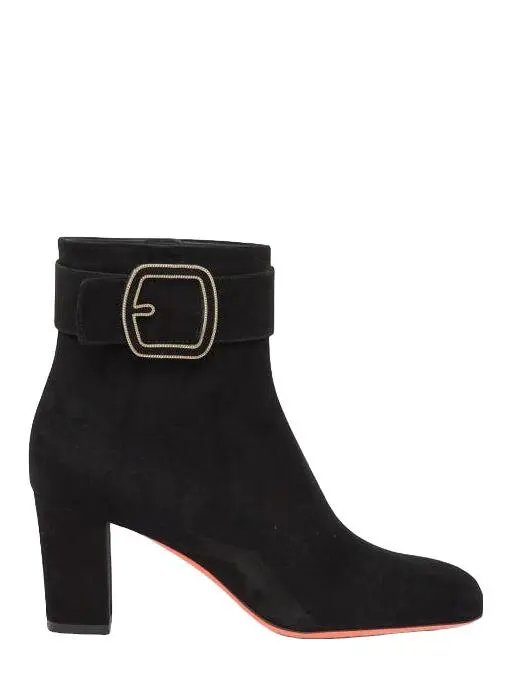 Santoni Suede Ankle Boots With Maxi Buckle - Black