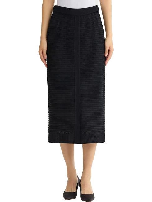 Misook Straight Ottoman Knit Maxi Skirt - Black