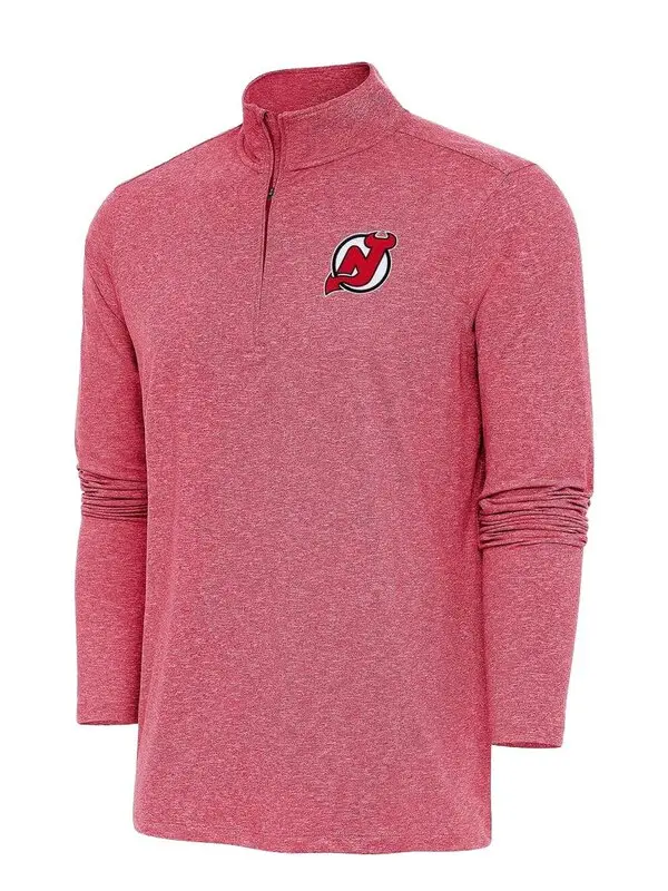 ANTIGUA New Jersey Devils Quarter-zip Pullover Top - Heather Red