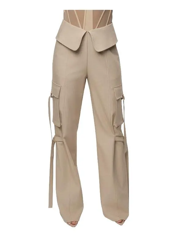 JLUXLABEL Downtown Cargo Pants With Decorative Straps And D-ring Accents - Stone