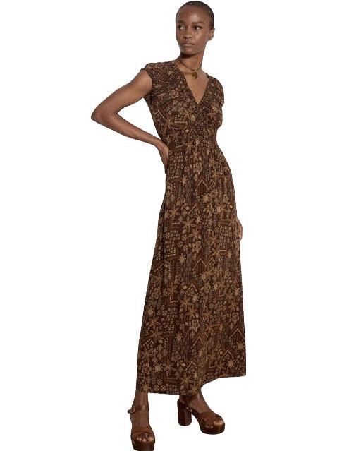 APRICOT Batik Star Flower Maxi Dress - Brown
