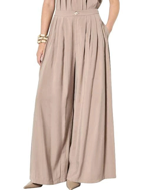 APRICOT Pleated Super Wide Leg Trousers - Stone