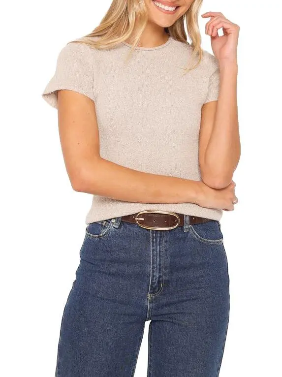 PETAL & PUP Mekali Short Sleeve Sweater - Beige