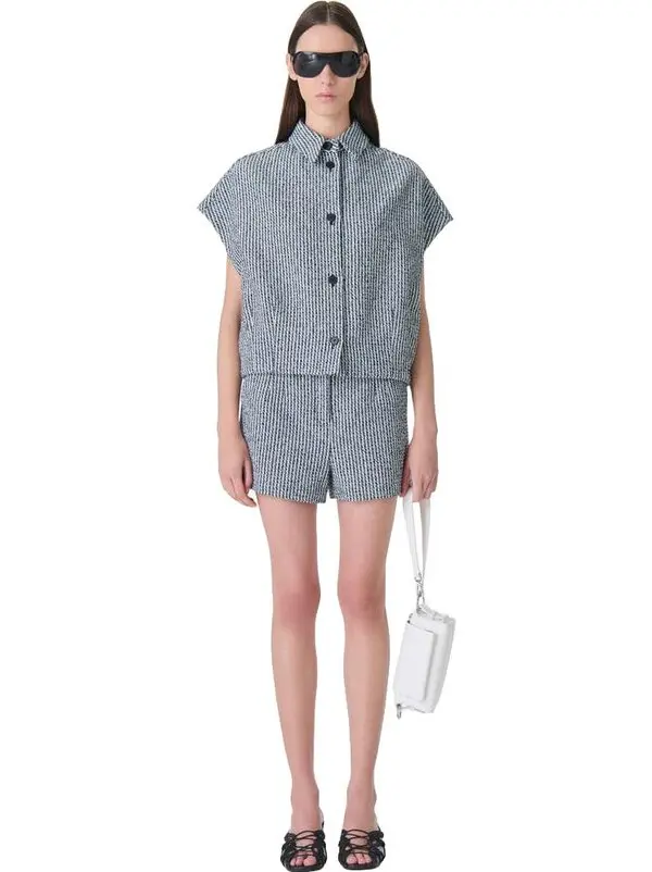 IRO PARIS Ponyo Tweed Shorts - Sky Blue/black/white