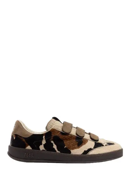 P448 Capri Animal Print Haircalf Low Top Sneakers - Brown