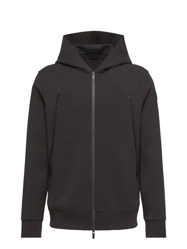 Moncler Cotton Blend Zip-up Hoodie - Black