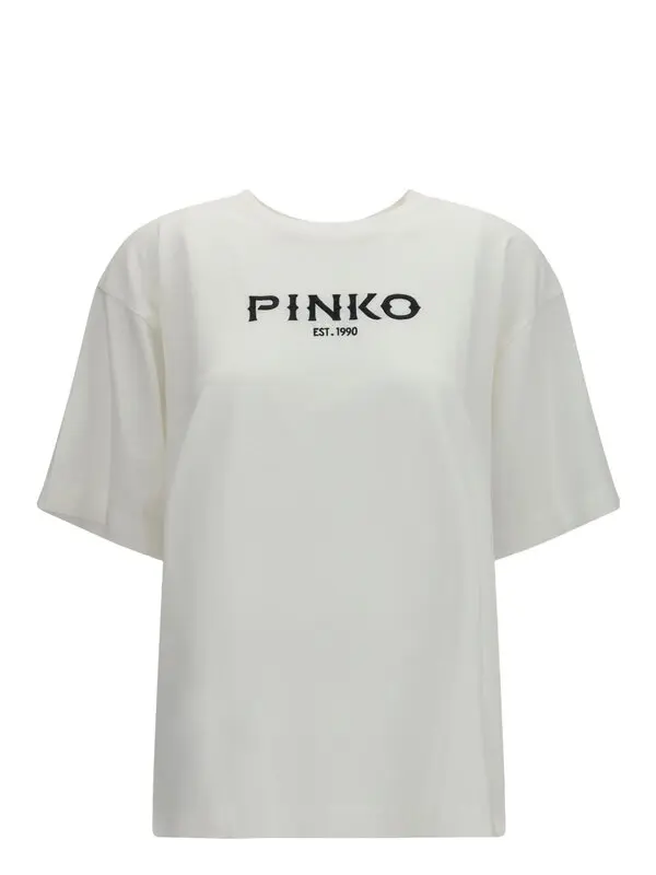 Pinko Logo And Graphic Print T-shirt - White