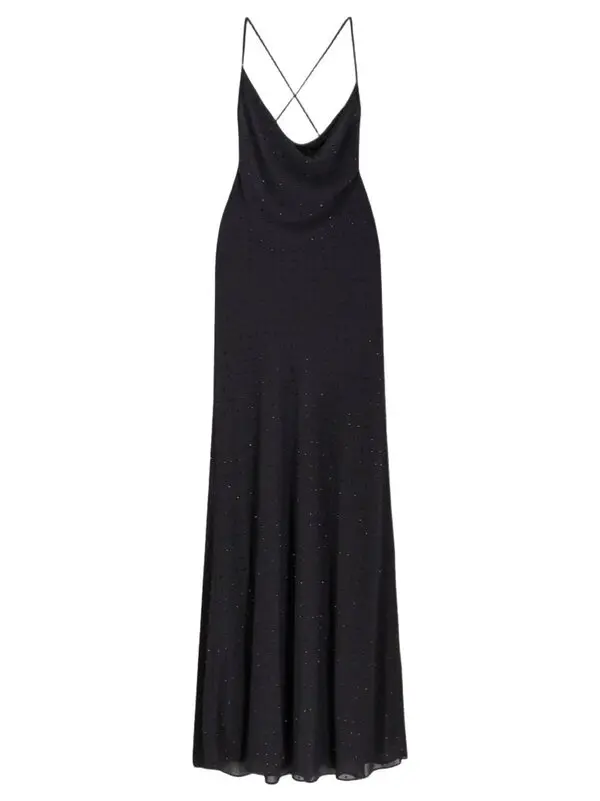 Pinko Embellished Cowl Neck Maxi Dress - Black