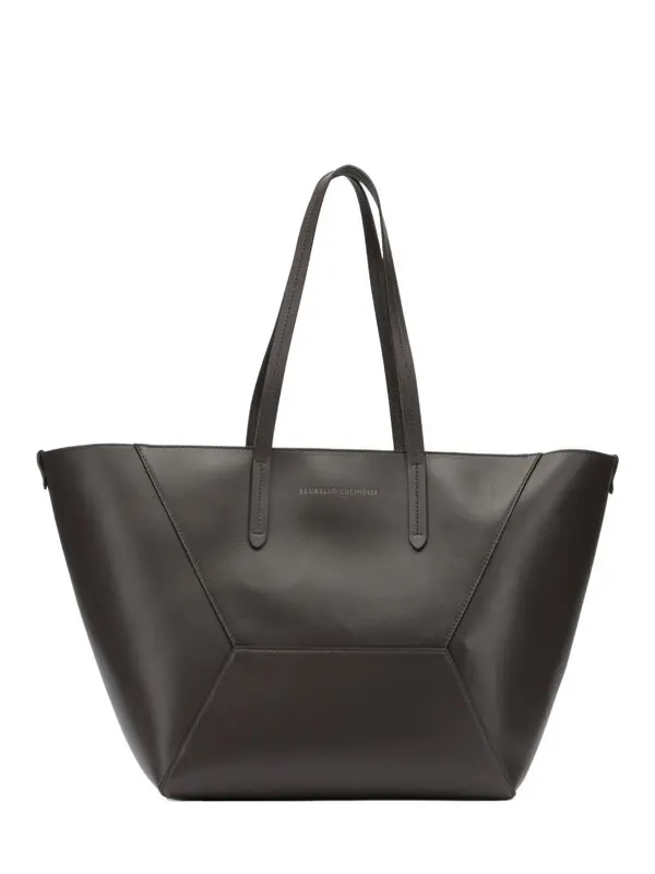 Brunello Cucinelli Duo Bag In Calfskin With Monili - Black