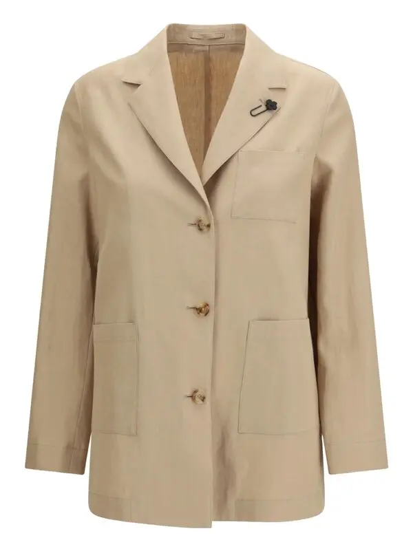 LARDINI Single-breasted Patch Pocket Blazer - Nude