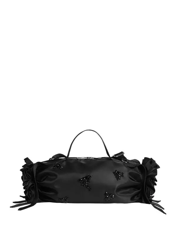 Simone Rocha Ribbon Handle Beaded Handbag - Black