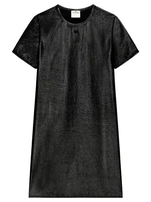 COURREGES Vinyl-effect Short-sleeve Mini Dress - Black
