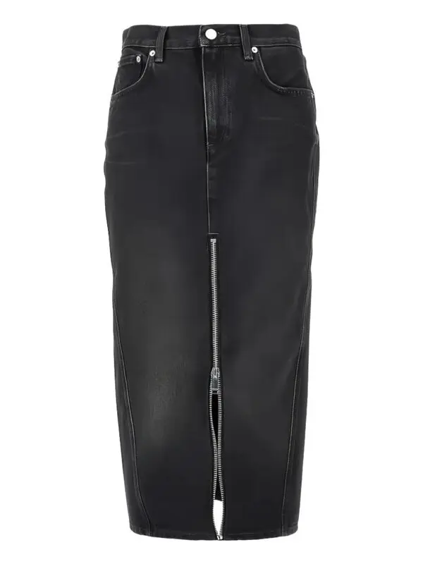 HAIKURE Mira Zip-front Midi Skirt - Washed Black