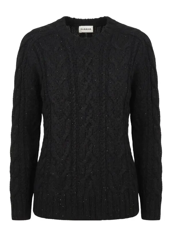 P.a.r.o.s.h Crew-neck Sweater With Ribbed Cuffs And Hem - Nero