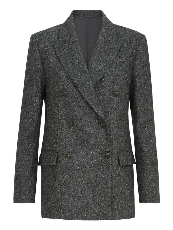 Brunello Cucinelli Double-breasted Blazer With Monili Decoration - Anthracite