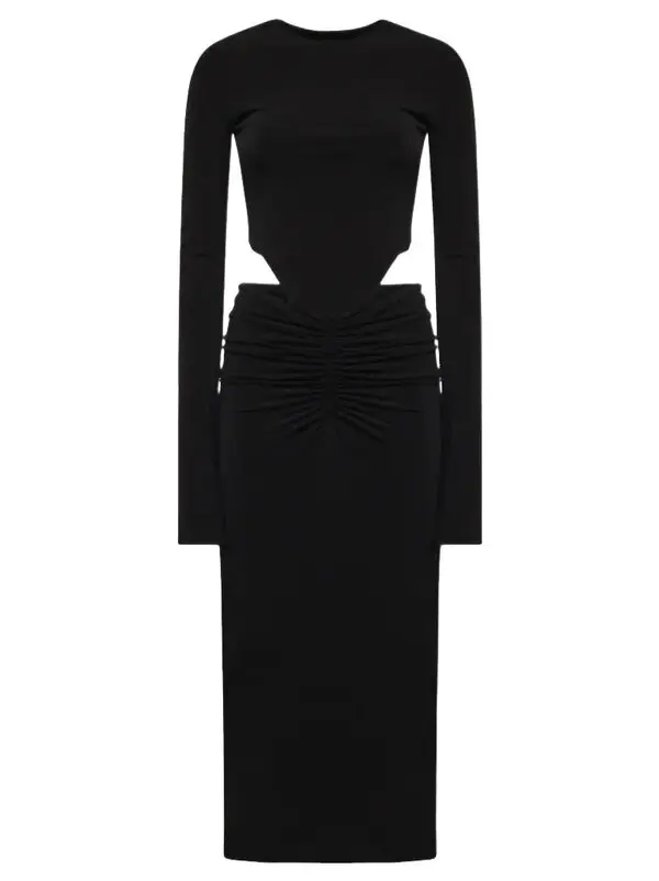 Andamane Heloise Cut-out Ruched Midi Dress - Black